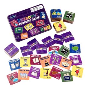 passover memory game by rite lite | passover gifts jewish pesach seder holiday party favors | match the most cards & win! collectible tin 72 cards