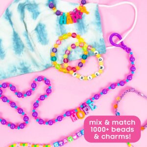 Just My Style ABC Beads by Horizon Group Usa, 1000+ Charms & Beads, Alphabet Charms, Accent Seed Star Wax Beading Cord, Satin Cord Key Ring Included, Bright, Small