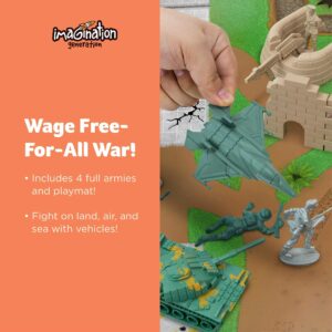 Imagination Generation Army Men Big Battle Playset Deluxe Army Toys and Green Army Men - Set Includes Tan and Green Army Men, Tanks, Jets, Walls, Helis, Battlefield Mat and More (260 pcs)