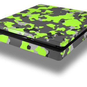 Vinyl Decal Skin Wrap compatible with Sony PlayStation 4 Slim Console WraptorCamo Old School Camouflage Camo Lime Green (PS4 NOT INCLUDED)