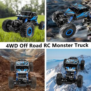 Cheerwing 1:18 Rock Crawler 2.4Ghz Remote Control Car 4WD Off Road RC Monster Truck 2 Battery (Blue)