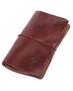 old trend nomad organizer travel wallet - cowhide leather passport and card holder with sunglass pouch, pen slots, elastic retainer, zipper pocket - customizable, lots of pockets - for men and women