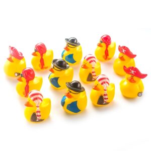 fun central 12 pieces - mini pirate rubber duckies bath toys for baby shower - party supplies - assorted design