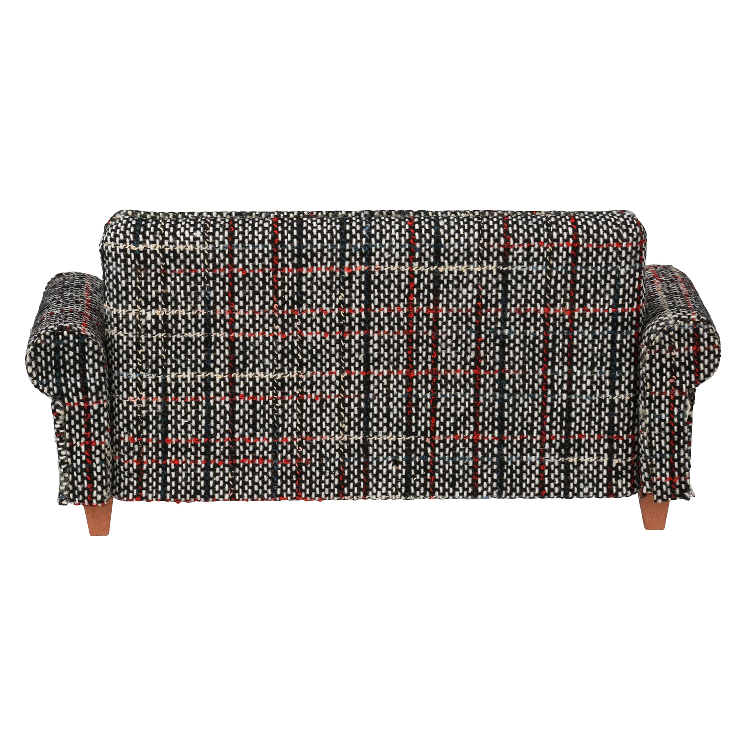 Red Dollhouse Sofa Couch, Miniature Living Room Furniture Loveseat, Accessories for 6 inch Dolls, 1/12 Scale, Red White