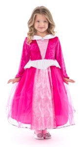 little adventures deluxe sleeping beauty hot pink princess dress up costume (large age 5-7) - machine washable child pretend play and party dress with no glitter