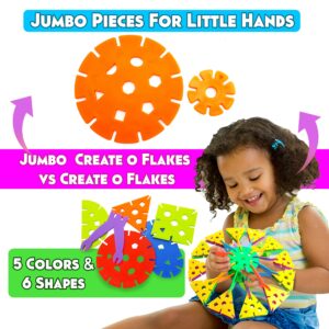 Skoolzy Rainbow Jumbo Creative Flakes 120 Piece Set - Montessori Sensory Toys Toddler Toys Building Blocks Occupational Therapy Educational Toys for Toddlers STEM Toys for Ages 2+ Includes eBook