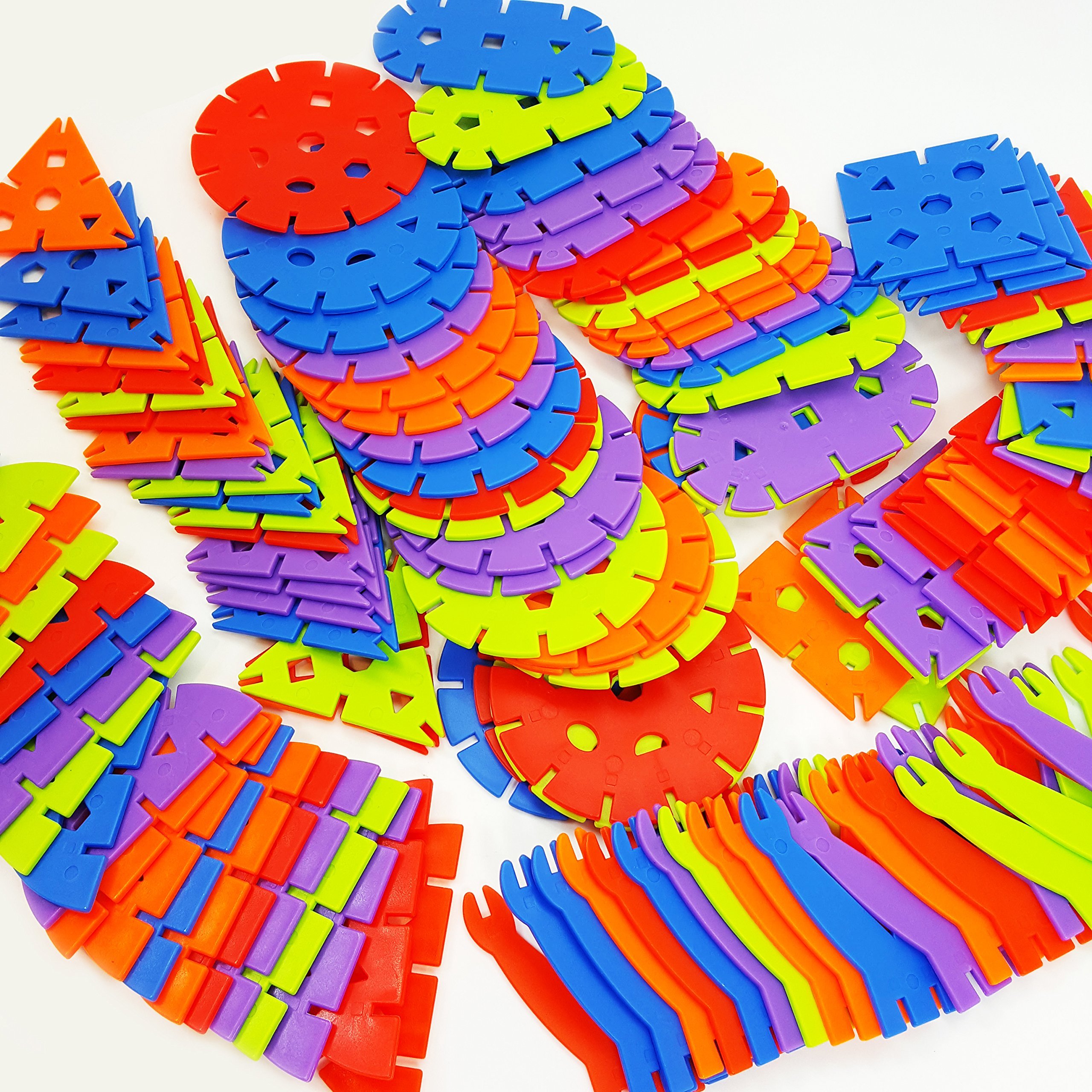 Skoolzy Rainbow Jumbo Creative Flakes 120 Piece Set - Montessori Sensory Toys Toddler Toys Building Blocks Occupational Therapy Educational Toys for Toddlers STEM Toys for Ages 2+ Includes eBook