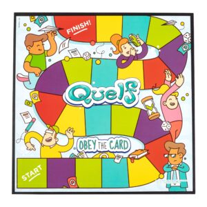 Spin Master Quelf Board Game: Party Game for Teens and Adults -Obey The Cards to Win Family Game Night - 300 Outrageous Action Cards Combines Quiz Questions, Stunts, Acting, and Hilarious Rules