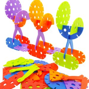 Skoolzy Rainbow Jumbo Creative Flakes 120 Piece Set - Montessori Sensory Toys Toddler Toys Building Blocks Occupational Therapy Educational Toys for Toddlers STEM Toys for Ages 2+ Includes eBook