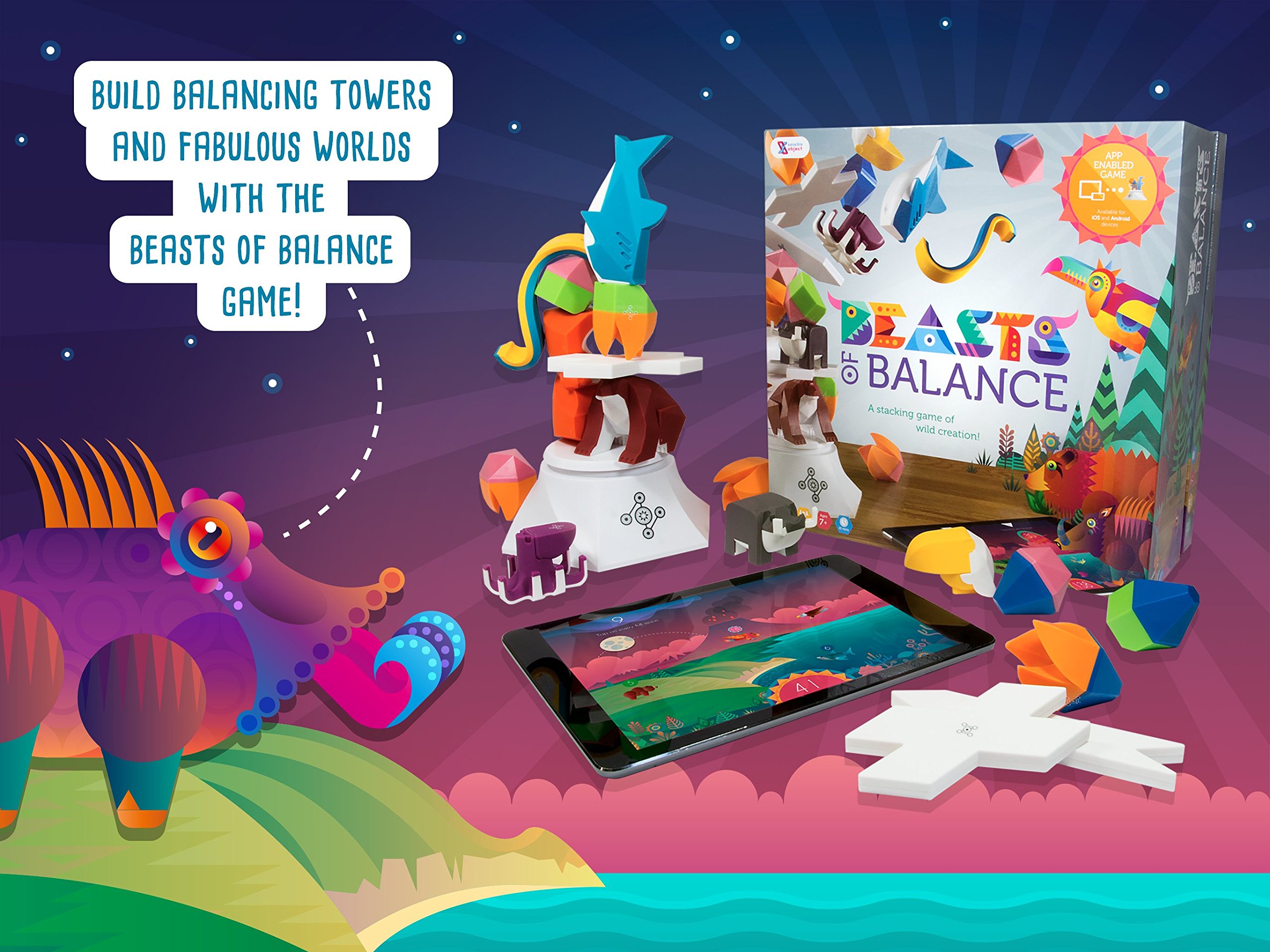 Beasts of Balance - A Digital Tabletop Hybrid Family Stacking Game For Ages 7+ (BOB-COR-WW-1/GEN)Plinth included