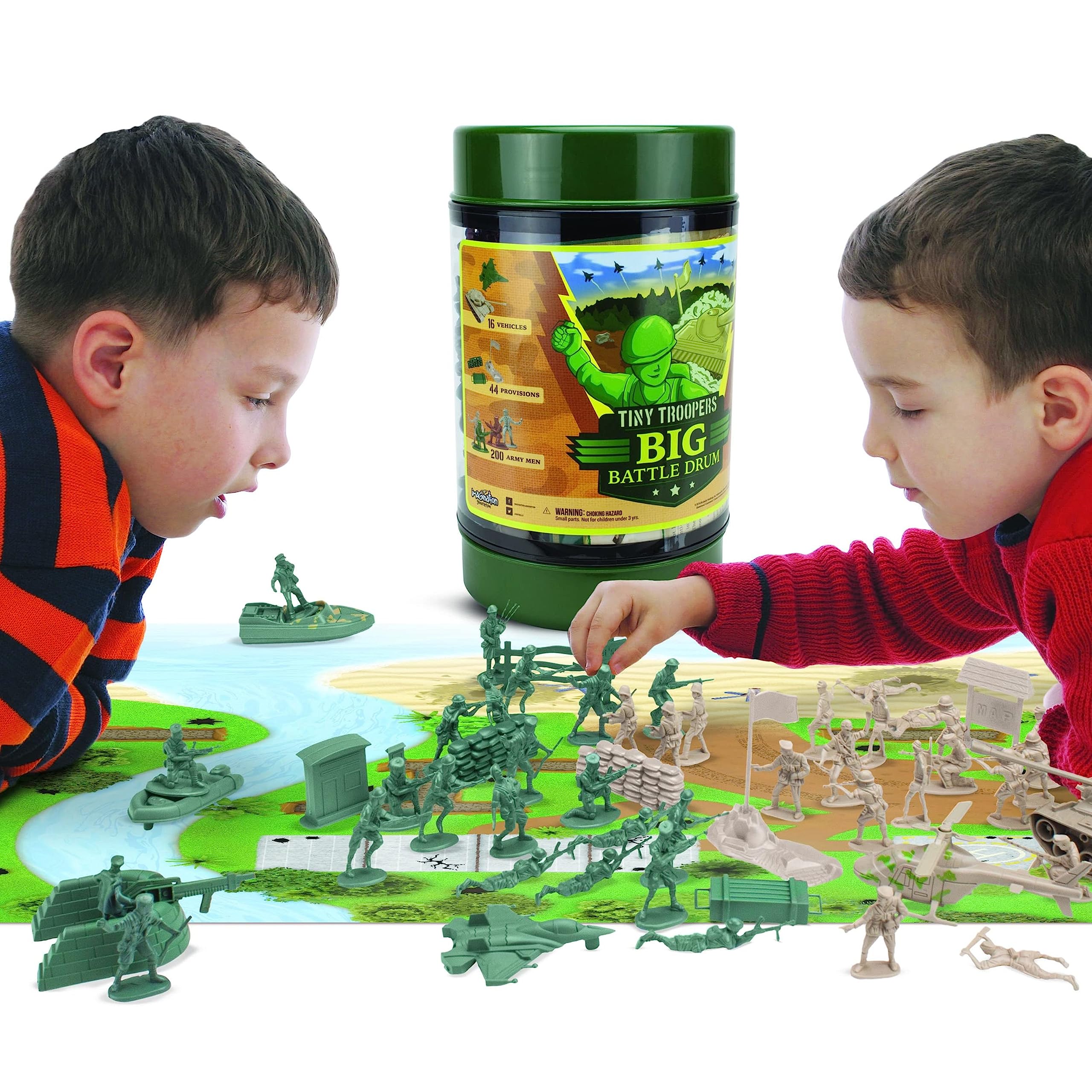 Imagination Generation Army Men Big Battle Playset Deluxe Army Toys and Green Army Men - Set Includes Tan and Green Army Men, Tanks, Jets, Walls, Helis, Battlefield Mat and More (260 pcs)