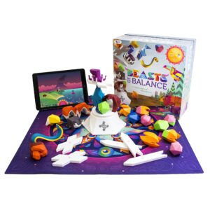 beasts of balance - a digital tabletop hybrid family stacking game for ages 7+ (bob-cor-ww-1/gen)plinth included