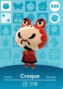 nintendo animal crossing happy home designer amiibo card croque 330/400 usa version