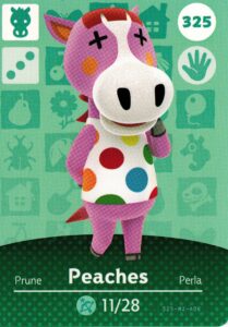 nintendo animal crossing happy home designer amiibo card peaches 325/400 usa version