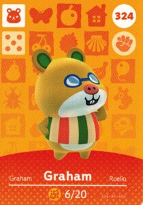 nintendo animal crossing happy home designer amiibo card graham 324/400 usa version