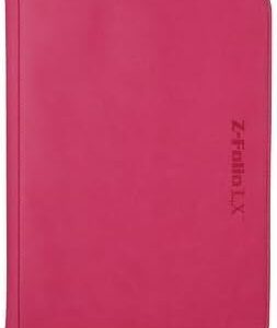 BCW Z-Folio LX Zipper Portfolio - Premium Pink Leatherette 12-Pocket Playset Album - Secure Zipper - 480 Card Capacity - Card Collector's Dream - Card Organizer - Trading Card Storage