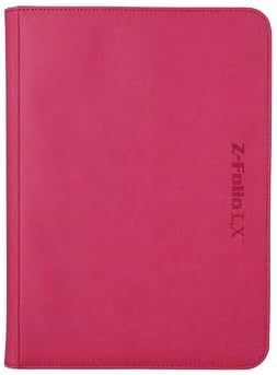 BCW Z-Folio LX Zipper Portfolio - Premium Pink Leatherette 12-Pocket Playset Album - Secure Zipper - 480 Card Capacity - Card Collector's Dream - Card Organizer - Trading Card Storage