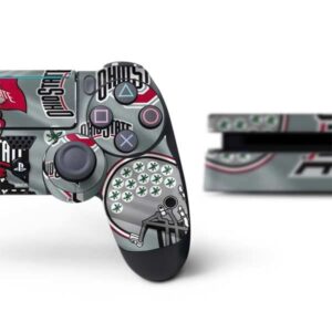 Skinit Decal Gaming Skin Compatible with PS4 Slim Bundle - Officially Licensed Ohio State University Ohio State Pattern Design