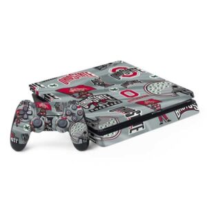 skinit decal gaming skin compatible with ps4 slim bundle - officially licensed ohio state university ohio state pattern design