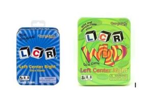 2 pack, lcr original in a blue tin & lcr wild in a green tin dice game