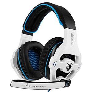 SADES Stereo Gaming Headset for PS4 PC Xbox One Controller Noise Cancelling Over Ear Headphones with Mic White (SDSSA810W-HDST)