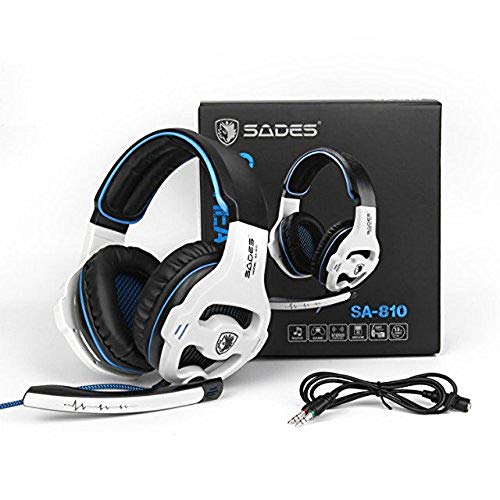 SADES Stereo Gaming Headset for PS4 PC Xbox One Controller Noise Cancelling Over Ear Headphones with Mic White (SDSSA810W-HDST)