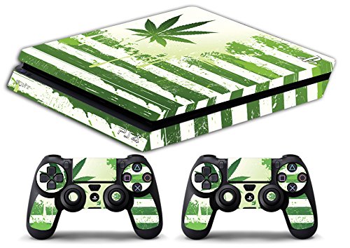 Skin Ps4 Slim - Cannabis Flag Marijuana - Limited Edition Decal Cover ADESIVA Playstation 4 Slim Sony Bundle