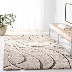 safavieh florida shag collection area rug - 5'3" x 7'6", cream & grey, non-shedding & easy care, 1.2-inch thick ideal for high traffic areas in living room, bedroom (sg471-1180)