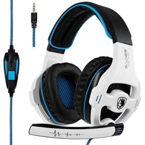 sades stereo gaming headset for ps4 pc xbox one controller noise cancelling over ear headphones with mic white (sdssa810w-hdst)