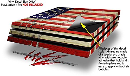 WraptorSkinz® Decal Style Skin Wrap Compatible with Sony PlayStation 4 Pro Console Skin Painted Faded and Cracked USA American Flag