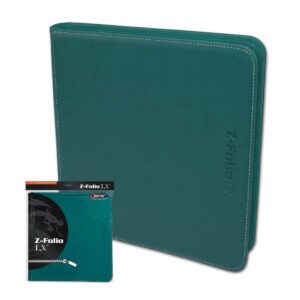 bcw z-folio lx zipper portfolio teal 12 pocket playset album