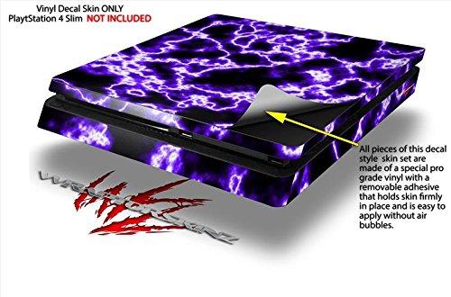 Vinyl Decal Skin Wrap compatible with Sony PlayStation 4 Slim Console Electrify Purple (PS4 NOT INCLUDED)