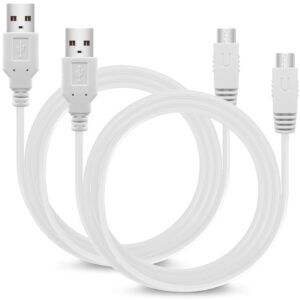 usb charging cables compatible nintendo wii u gamepad, afunta 2 pack usb charger cord compatible wiiu, 10ft / 3m - white