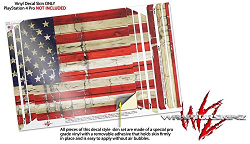 WraptorSkinz® Decal Style Skin Wrap Compatible with Sony PlayStation 4 Pro Console Skin Painted Faded and Cracked USA American Flag