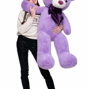 MaoGoLan Giant Purple Teddy Bear 47 inch Life Size Bear Stuffed Animal Plush Toy Valentines Bear for Girls Girlfriend Wife Children Teens