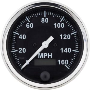 speedometer gauge, black face, 3-3/8, electric