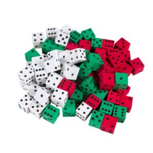 hand2mind manipulite 3 color dot dice, 5/8", set of 72