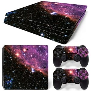 gam3gear vinyl decal protective skin cover sticker for ps4 slim console & controller (not for ps4 or ps4 pro) - galaxy