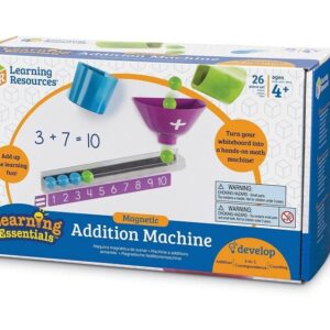 Learning Resources Magnetic Addition Machine, Math Games, Classroom Supplies, Homeschool Supplies, 26 Pieces, Ages 4+