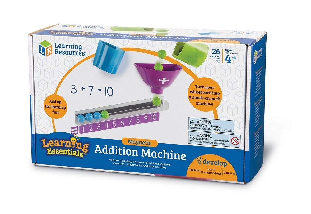 Learning Resources Magnetic Addition Machine, Math Games, Classroom Supplies, Homeschool Supplies, 26 Pieces, Ages 4+