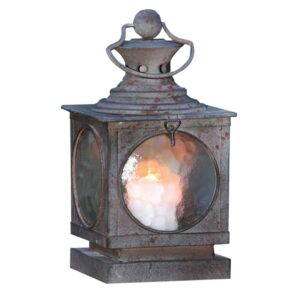 metal square hanging candle lantern for home living room outdoor outside garden yard patio, curved glass insert