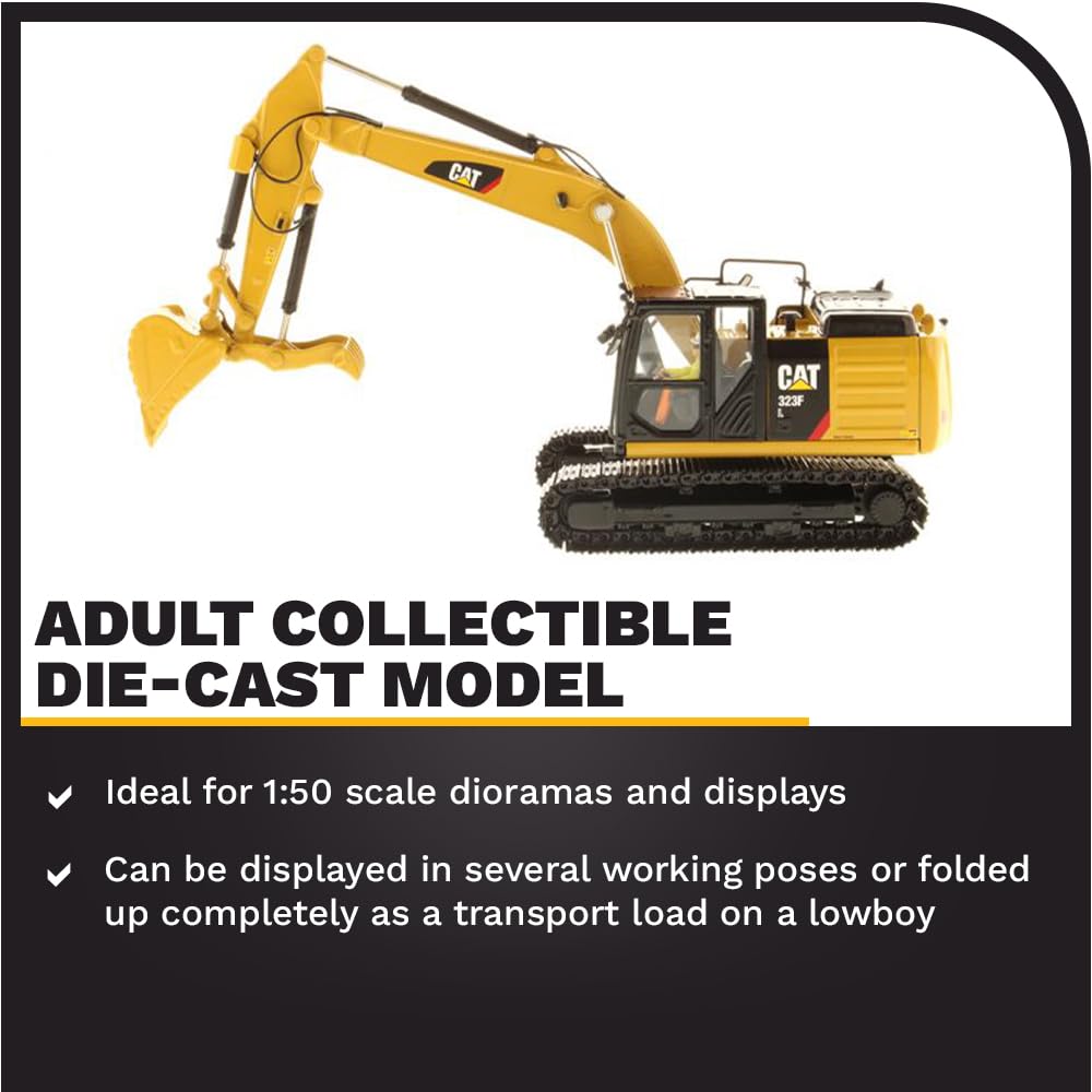 Diecast Masters Caterpillar 323F L Hydraulic Excavator, Core Classics Series Cat Trucks & Construction Equipment | 1:50 Scale Collectible | 85924C