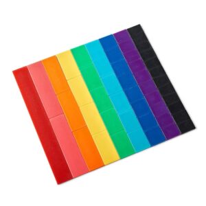 hand2mind plastic rainbow blank fraction tiles, montessori math materials, fraction manipulatives, unit fraction, fraction bars math manipulatives, fraction games, homeschool supplies (set of 51)