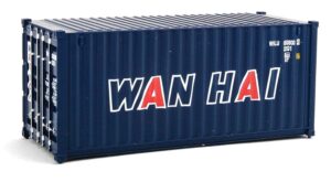 walthers scenemaster ho scale model of wan hai (blue, white, red a lettering) 20' corrugated container,949-8066