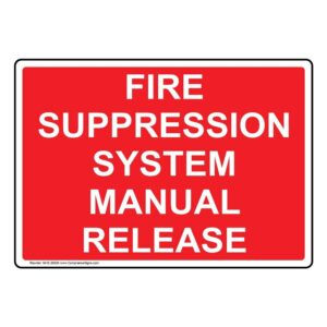 compliancesigns.com fire suppression system manual release label decal, 5x3.5 in. 4-pack vinyl for fire safety/equipment