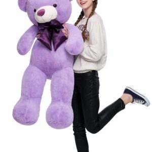 MaoGoLan Giant Purple Teddy Bear 47 inch Life Size Bear Stuffed Animal Plush Toy Valentines Bear for Girls Girlfriend Wife Children Teens