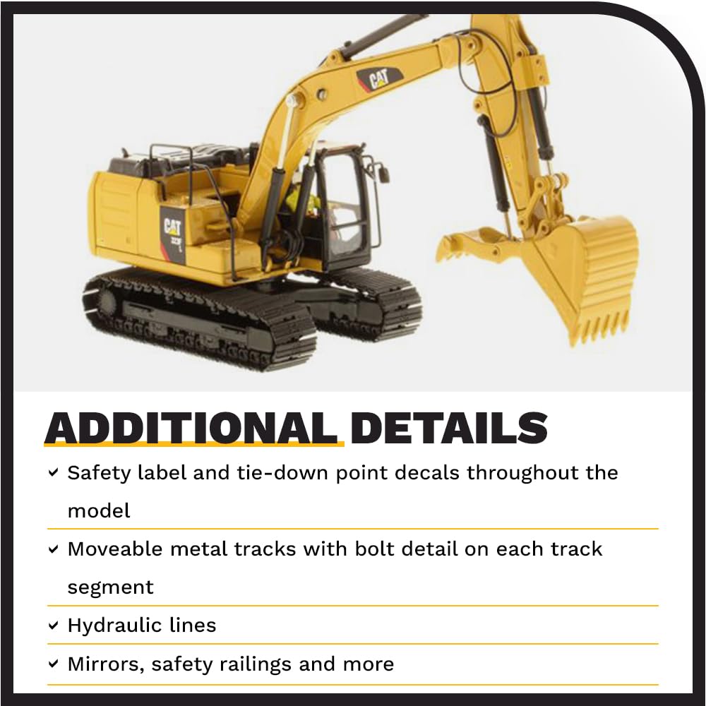 Diecast Masters Caterpillar 323F L Hydraulic Excavator, Core Classics Series Cat Trucks & Construction Equipment | 1:50 Scale Collectible | 85924C