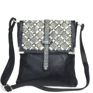 Zzfab Rhinestone Sparkle Top Bling Cross Body Bag Black