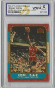 michael jordan fleer polychrome 10th anniversary brushed gold wcg gem-mt 10 rookie card!