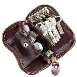 everdoss women key holder wallet zipper around key case pouch